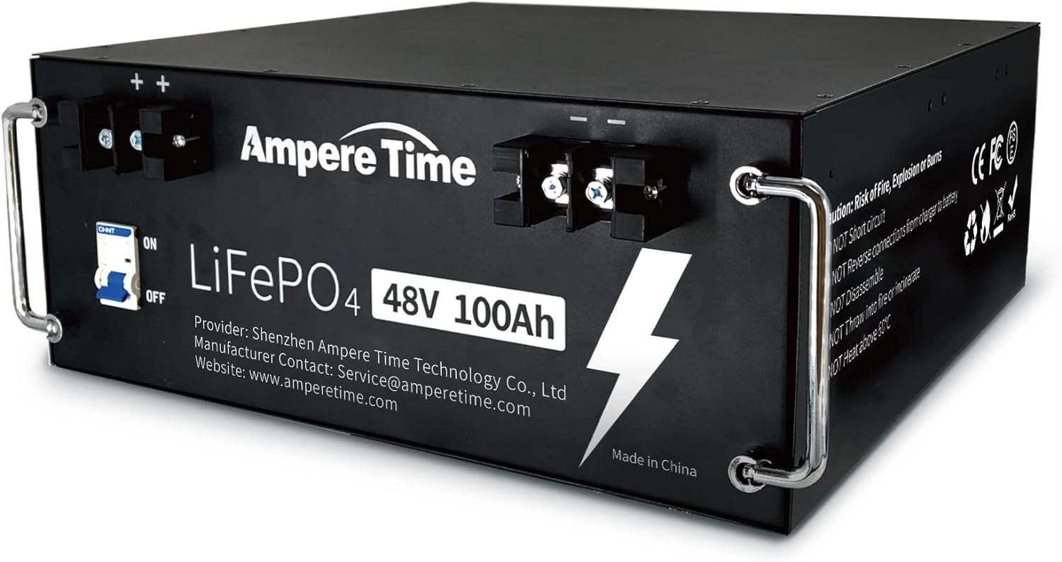 Ampere Time 12V 200Ah Lithium Iron LiFePO4 Deep Cycle Battery, Built-in 100A BMS, 4000+ Cycles ...