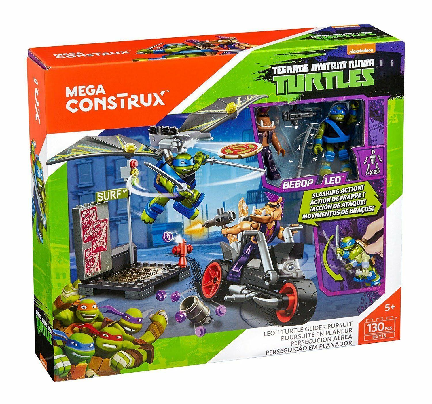 Mega Construx Teenage Mutant Ninja Turtles Leo Turtle Glider Pursuit ...