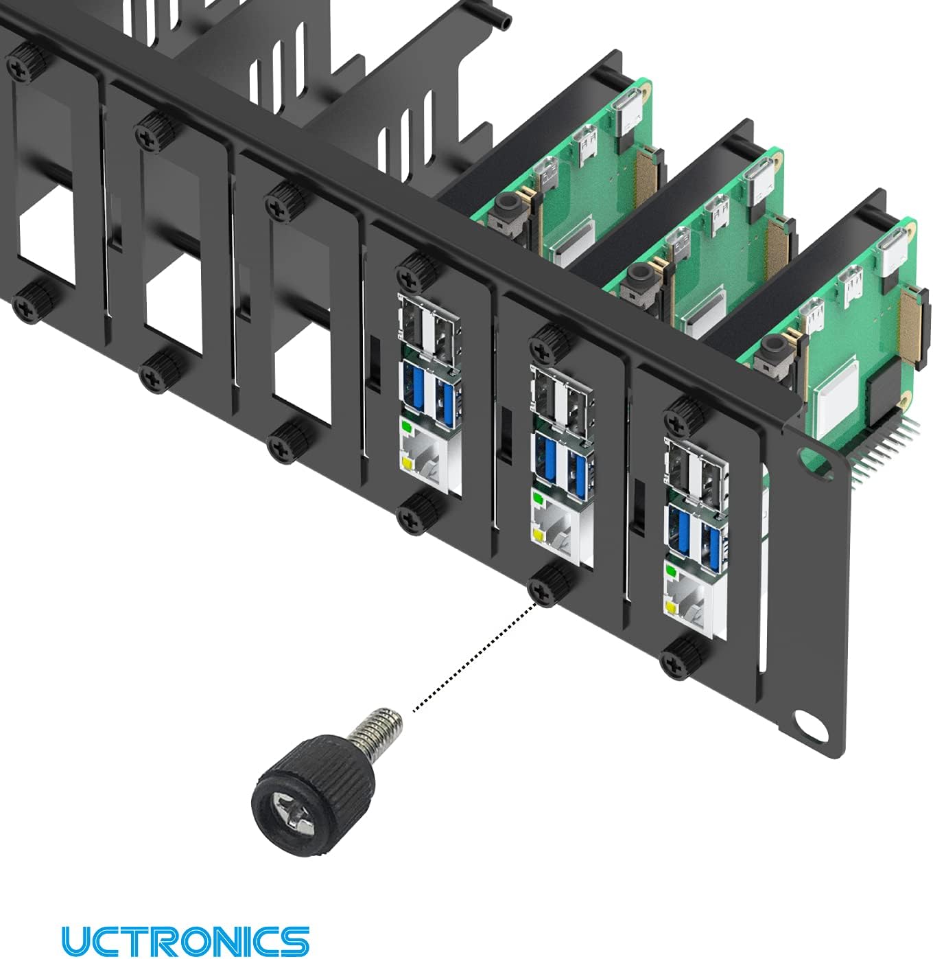 UCTRONICS 2U Rackmount for Raspberry Pi 4, 19" Server Mount with 12 ...