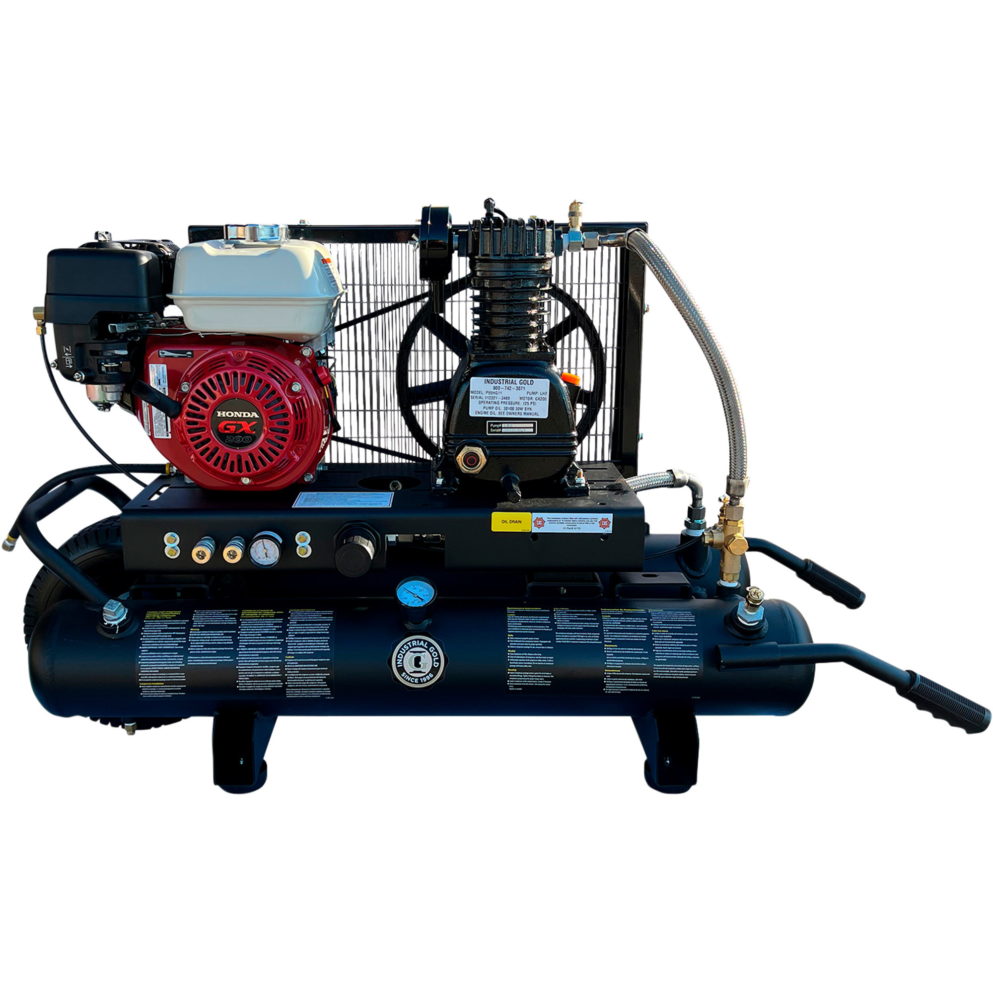 Industrial Gold Portable Gas Wheelbarrow Air Compressor, 5.5 HP Honda ...