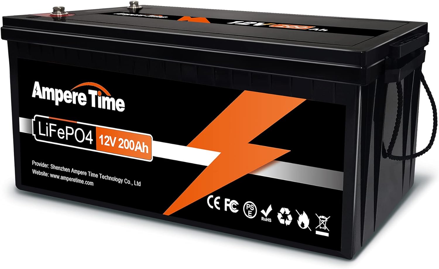 Ampere Time 12V 200Ah Lithium Iron LiFePO4 Deep Cycle Battery, Built-in 100A BMS, 4000+ Cycles ...