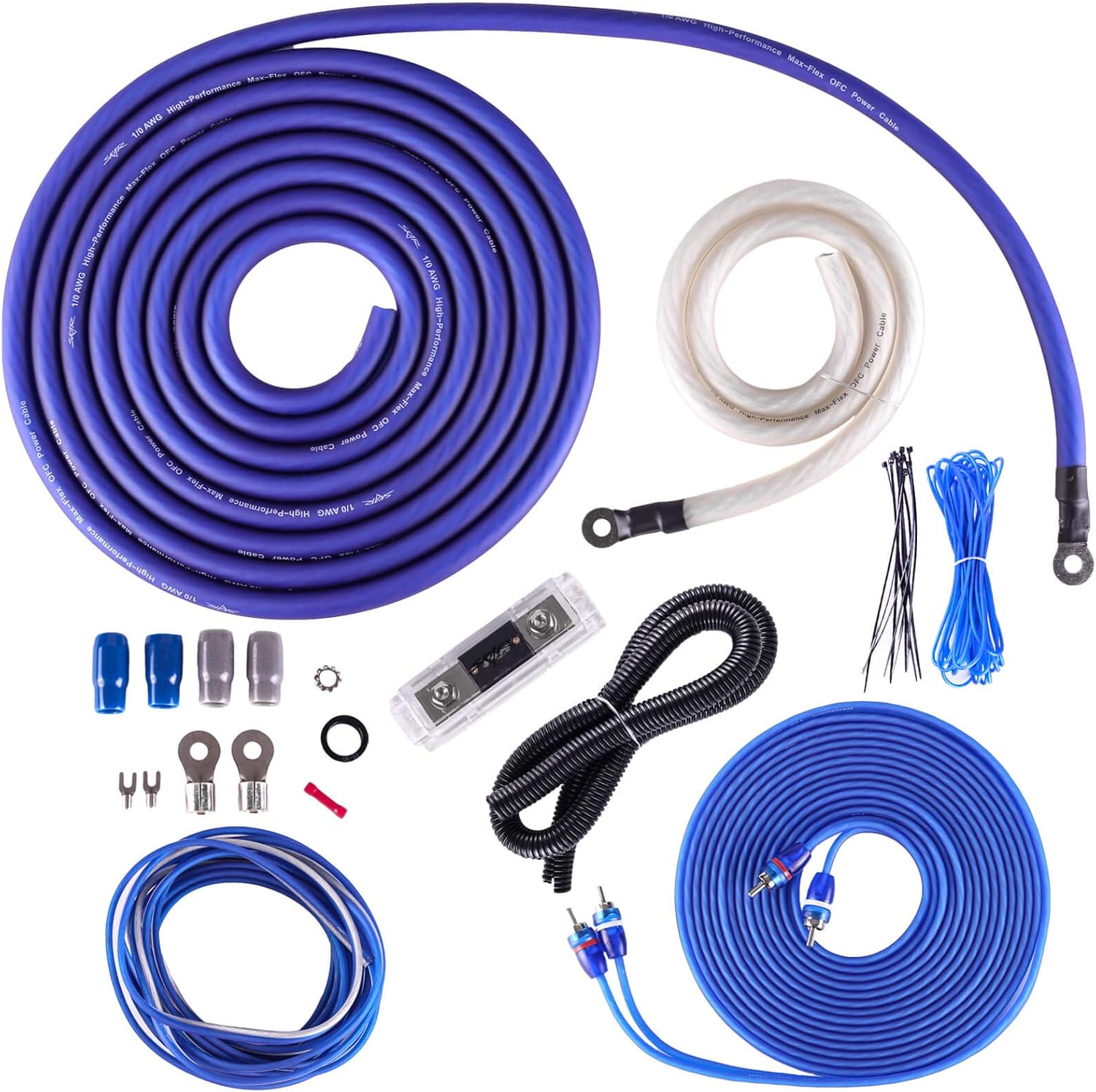 Skar Audio 1/0 Gauge OFC Complete Amplifier Installation Wiring Kit ...