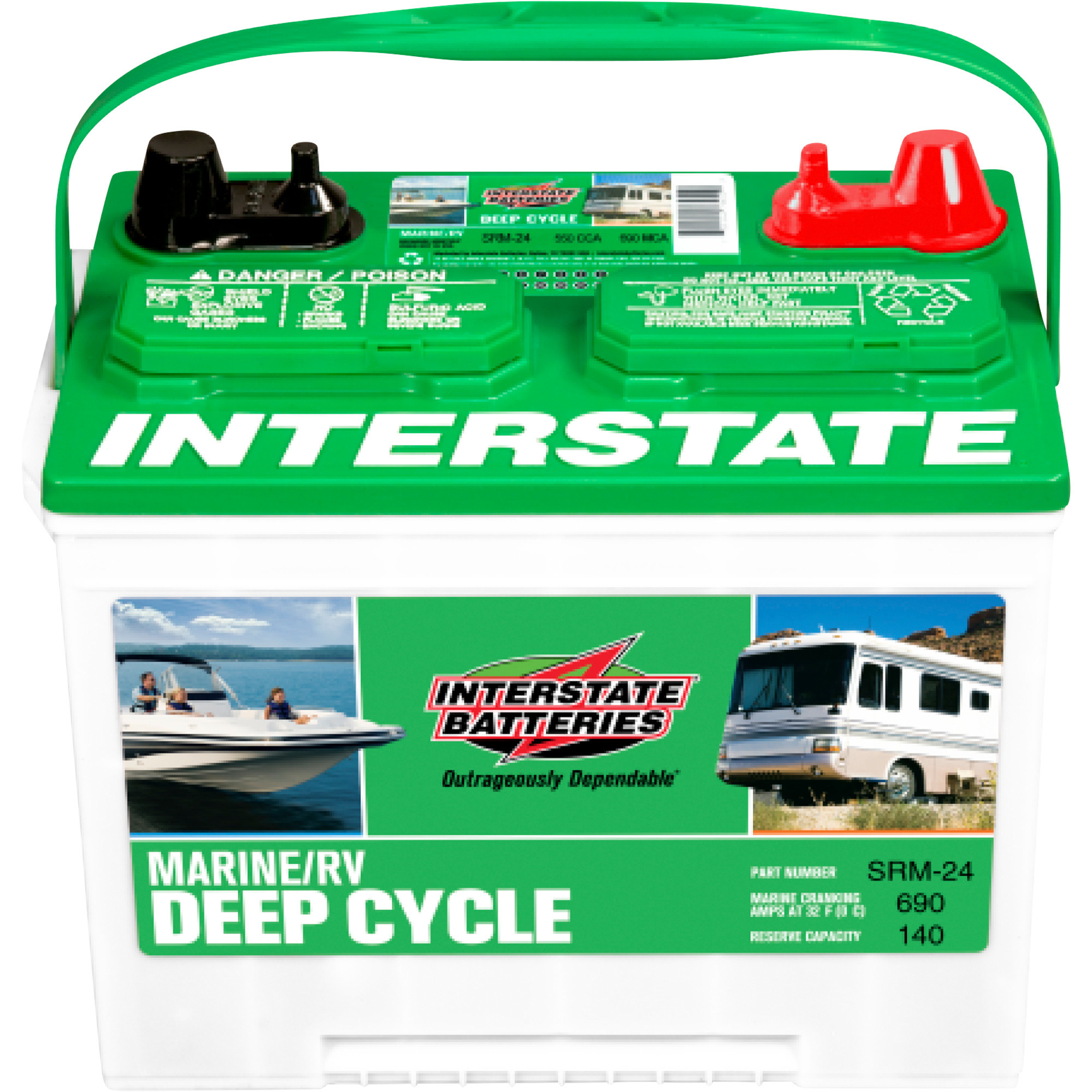 Marine Batteries Interstate Batteries Marine/RV Deep Cycle Battery, Group Size 24M, 12 Volt ...
