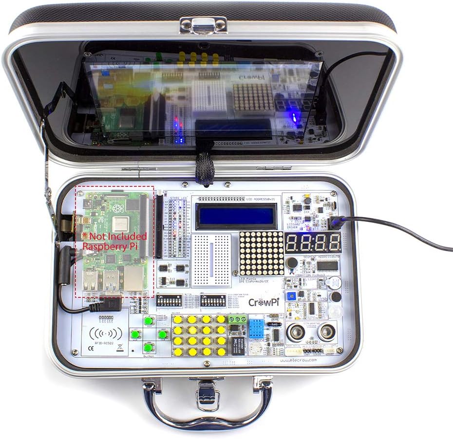 ELECROW Crowpi Raspberry Pi 4 3 b 3b+ 4b+ Kit Raspberry Pi Learning Programming Kit with Sensors ...