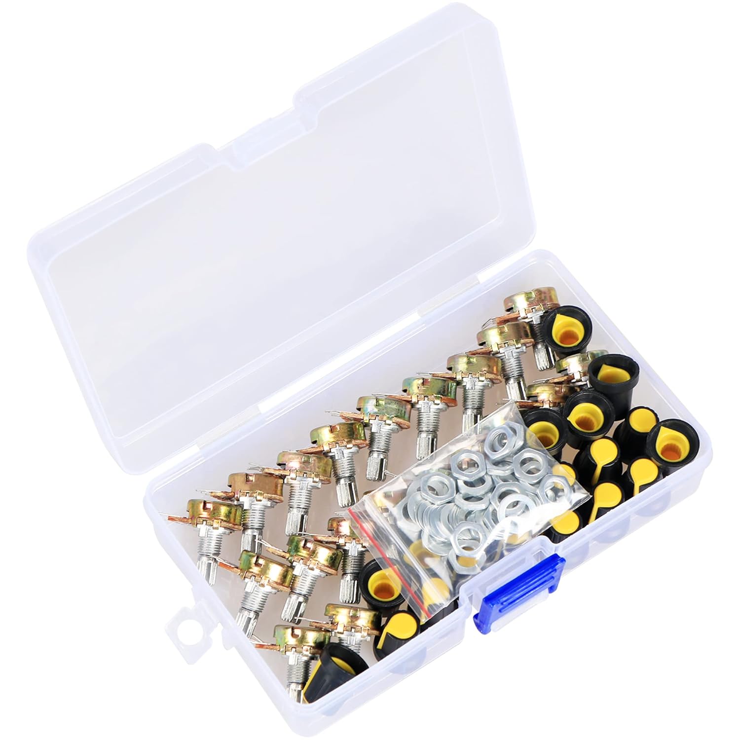 10K Potentiometer B10K Ohm Knurled Shaft Linear Rotary Taper ...